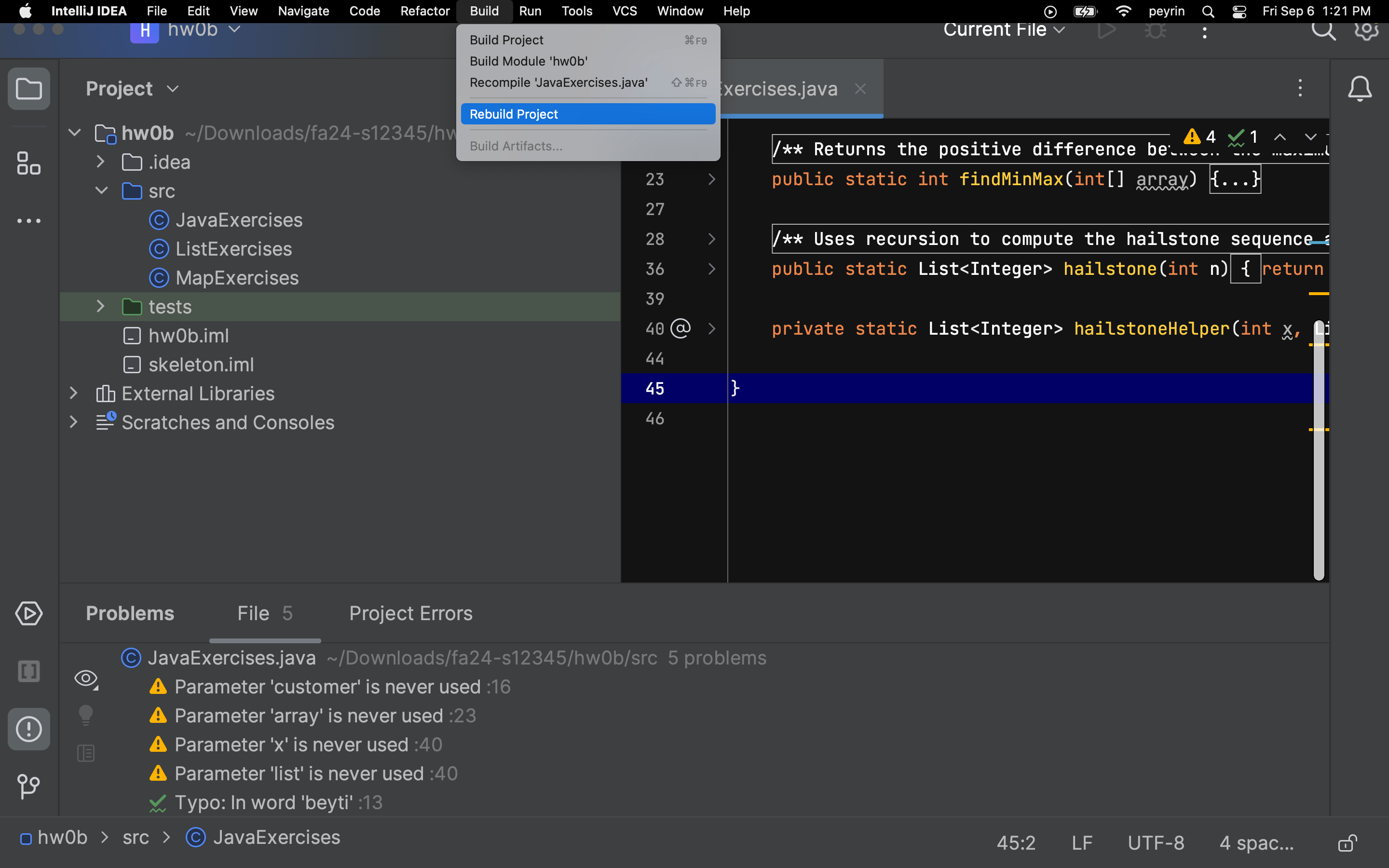 IntelliJ WTFS | CS 61B Fall 2024